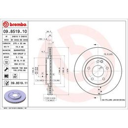 Brembo Bremsensatz, Scheibenbremse Bremsensatz-Vorderachse COATED DISC LINE / STANDARD sg00000ckp Vorderachse innenbel&uuml;ftet 276mm 22mm f&uuml;r MERCEDES-BE