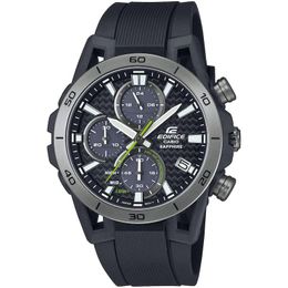 CASIO EDIFICE Herren CASIO EDIFICE Chronograph Armbanduhr, Solar, Herrenuhr, analog, Tag, Stoppfunktion, Resinarmband schwarz