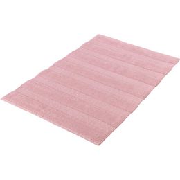 Kleine Wolke Badematte &raquo;Tikka&laquo; H&ouml;he 5 mm rutschhemmend beschichtet fu&szlig;bodenheizungsgeeignet Badteppich, Uni-Farben, gestreift, Hoch-Tief Effekt rosa Baumwolle