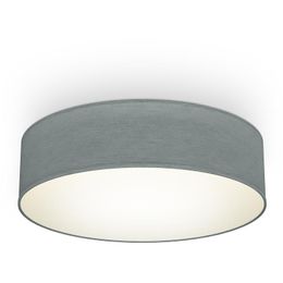 B.K.LICHT LED Deckenleuchte E27 1 Stk. Warmwei&szlig; Deckenlampe, Textil Lampenschirm, E27, Schlafzimmer, Wohnzimmer grau