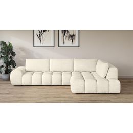OTTO home Ecksofa &raquo;AZITA L-Form, XXL 352 cm Designsofa in Bubble-Opitk&laquo; lose R&uuml;ckenkissen, traumhafte Steppung beige 100% Polyester