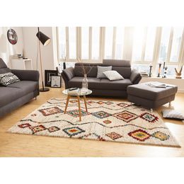 Hanse Home Hochflor-Teppich &raquo;Geometric&laquo; rechteckig 30 mm H&ouml;he Shaggy, Flokati, Boho Design, Weich, Flauschig, Geometrisches Muster beige Kunstfaser
