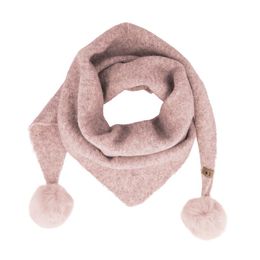 MaxiMo Damen MaxiMo Dreieckstuch Materialmix, gestrickt, mit Fake-Fur-Bommeln, bequem rosa