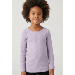 name it M&auml;dchen Langarmshirt &raquo;NMFKAB LS TOP NOOS&laquo; in Feinripp und mit s&uuml;&szlig;er Spitzenkante am Ausschnitt 110