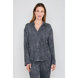 JOOP! Damen JOOP! Pyjamaoberteil &raquo;Luxe Modal Printed&laquo; lang&auml;rmelig, Modal-Mix, Kn&ouml;pfe blau 38