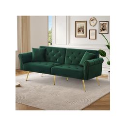ABRIHOME Modernes Schlafsofa in Gr&uuml;n&ndash; Samtbezug mit Goldenen F&uuml;&szlig;en, 3-Fach Verstellbar | Gr.: onesize