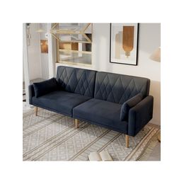 ABRIHOME Zweisitzer Schlafsofa in Schwarz mit Goldenen F&uuml;&szlig;en 3-Fach Verstellbar | Gr.: onesize