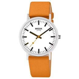 Boccia Herrenuhr Titan mit Lederband Orange | Gr.: onesize
