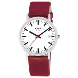 Boccia Herren-Armbanduhr Titan mit Datum Rot | Gr.: onesize