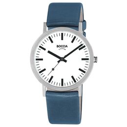 Boccia Herrenuhr Titan mit Lederband Azurblau | Gr.: onesize
