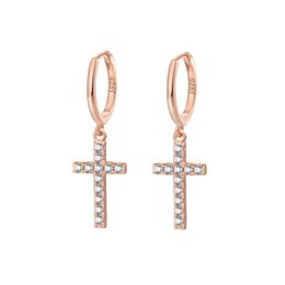 Hey Happiness Vergold. Creolen Kreuz mit Zirkonia 925 Sterlingsilber in Rosegold | Gr.: onesize