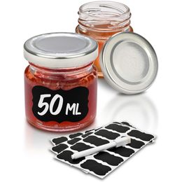 Praknu 24 Mini Gl&auml;ser 50ml mit Deckel, Etiketten - Luftdichte Gl&auml;schen zum | Gr.: onesize