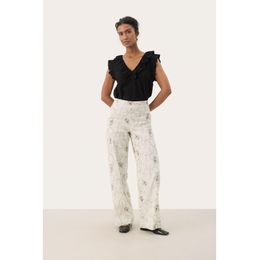 PART TWO Casual Hose TrisjaPW Gerade Passform in Black Stitch on White | Gr.: 42