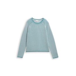 Tom Tailor Pullover in teal plaited knit | Gr.: L