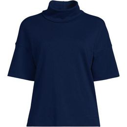 LANDS' END Supima Rollkragenshirt, Damen,  Blau, Baumwolle, by Lands' End