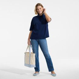 LANDS' END Supima Rollkragenshirt, Damen,  Blau, Baumwolle, by Lands' End