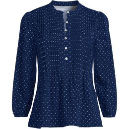 LANDS' END Baumwolle/Modal-Biesenshirt mit 3/4-&Auml;rmeln, Damen,  Blau, Elasthan/Baumwoll-Mischung/Synthetic-blend, by Lands' End