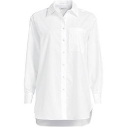 LANDS' END Lange weite B&uuml;gelfrei-Bluse, Damen,  Wei&szlig;, Baumwolle, by Lands' End
