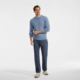 LANDS' END Merino-Rundhalspullover, Herren,  Blau, by Lands' End