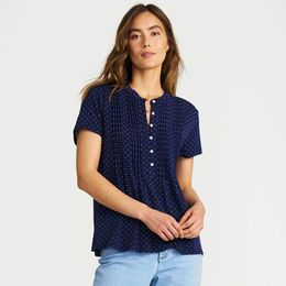 LANDS' END Kurz&auml;rmeliges Biesenshirt aus Baumwolle/Modal-Mix, Damen,  Blau, Baumwoll-Mischung/Baumwolle Modal, by Lands' End