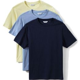 LANDS' END Kurz&auml;rmelige Rundhalsshirts im 3er-Set, Herren,  Sonstige, Baumwolle, by Lands' End
