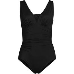 LANDS' END Shape-Badeanzug mit V-Ausschnitt SLENDER in Lang-Gr&ouml;&szlig;e, Damen,  Schwarz, Nylon-Mischung, by Lands' End