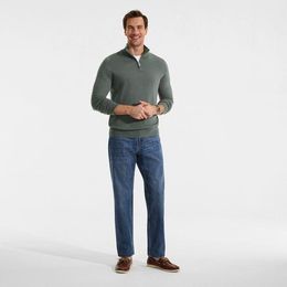 LANDS' END CashTouch Feinstrick-Pullover mit Rei&szlig;verschluss, Herren,  Gr&uuml;n, Polyester, by Lands' End