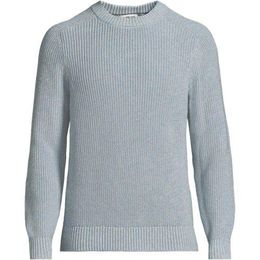 LANDS' END Melierter Rundhalspullover DRIFTER, Herren,  Blau, Baumwolle, by Lands' End