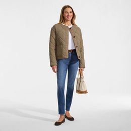 LANDS' END Kragenlose FeatherFree Steppjacke, Damen,  Beige, Nylon, by Lands' End