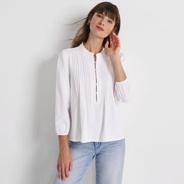 LANDS' END Baumwolle/Modal-Biesenshirt mit 3/4-&Auml;rmeln f&uuml;r Damen, Damen, size: regular, Blau, Elasthan/Baumwoll-Mischung/Synthetic-blend, by Lands' End