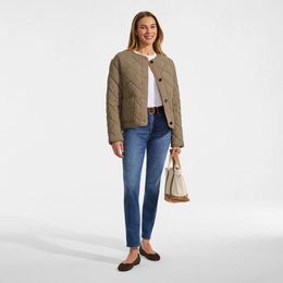LANDS' END Kragenlose FeatherFree Steppjacke, Damen,  Beige, Nylon, by Lands' End