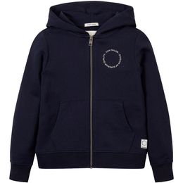 Sweatjacke Tom Tailor, Jungen, Gr. 152, blau (navy), Obermaterial: 100% Baumwolle, unifarben, weit, Rippb&uuml;ndchen, Sweatjacken Sweatjacke, mit Kapuze