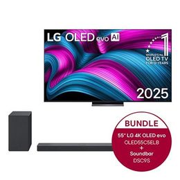 Schwarz LG 55&Prime; OLED evo AI C5E 4K Smart TV + 3.1.3 Dolby Atmos&reg; Soundbar mit 400 Watt kabelloser Subwoofer OLED55C5ELB.DSC9S