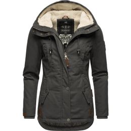 Winterjacke Marikoo "Bikoo", Damen, Gr. L (40), grau, Oberstoff: 100% Baumwolle; Futter: 100% Polyester; Wattierung: 100% Polyester; &Auml;rmelfutter: 100% Polyester, figurumspielend h&uuml;ftbedeckend, hoch geschlossener Ausschnitt, &Auml;rmel ohne &Auml;rmelschlitz Rippstrickb&uuml;ndchen, Jacken Winterjacke, sportliche Damen Outdoor Baumwolljacke mit Kapuze