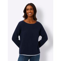 3/4 Arm-Pullover Heine "Pullover", Damen, Gr. 50, blau (marine), 100% Baumwolle, unifarben, Pullover