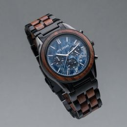 Einzigartige Herrenuhr Space Dust, Chronograph, Blaues Marmorzifferblatt