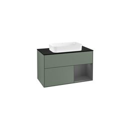 Villeroy & Boch V&B Waschtischunterschrank Abdeckplatte bla m Finion 100x60,3cm, Rg re Anthrac. m, Oli. m Lac ; Villeroy & Boch (F252GKGM)