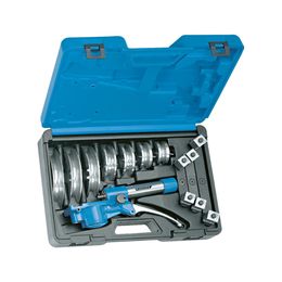 Gedore Handrohrbieger-Satz, hydraulisch, 8-teilig, f&uuml;r Rohre aus Kupfer, Stahl und Edelstahl, mit Biegeschablonen f&uuml;r &Oslash;10-22 mm, Biegeradius bis 90&deg;, in L-BOXX, 245610 (4635230)