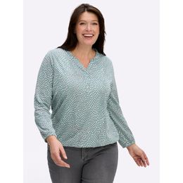 sheego Gro&szlig;e Gr&ouml;&szlig;en Langarmshirt im Material-Mix, ozean-ecru-bedruckt, Gr&ouml;&szlig;e 46 - Damen
