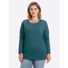 sheego Gro&szlig;e Gr&ouml;&szlig;en Langarmshirt in weiter Form, petrol, Gr&ouml;&szlig;e 44 - Damen