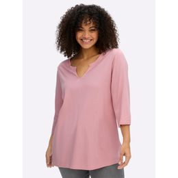 sheego Gro&szlig;e Gr&ouml;&szlig;en 3/4-Arm-Shirt mit geschlitztem Ausschnitt, hortensie, Gr&ouml;&szlig;e 52/54 - Damen