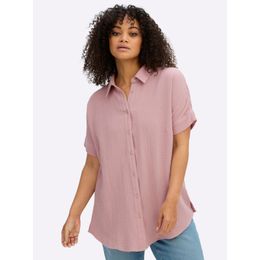 sheego Damen Hemdbluse, Rosa, Gr. 58, Blusen kurzarm, 100% Baumwolle