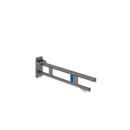 HEWI System 900 Mobiler St&uuml;tzklappgriff 900.50.41260SC Ausladung 850 mm, Edelstahl pulverbeschichtet dunkelgrau perlglimmer tiefmatt, links