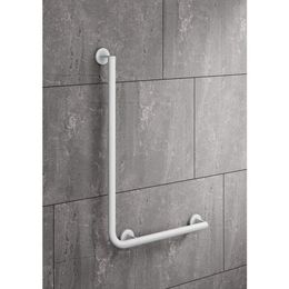 HEWI System 900 Winkelgriff 900.22.13260DX Edelstahl pulverbeschichtet wei&szlig; tiefmatt, 750 x 500 mm, Ausf&uuml;hrung rechts