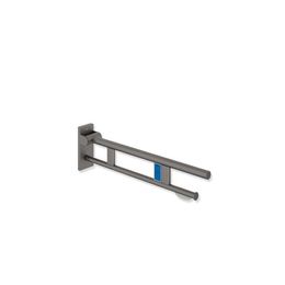 HEWI System 900 Mobiler St&uuml;tzklappgriff 900.50.41360SC Ausladung 900 mm, Edelstahl pulverbeschichtet dunkelgrau perlglimmer tiefmatt, links