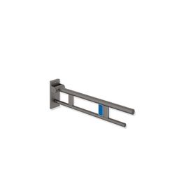 HEWI System 900 Mobiler St&uuml;tzklappgriff 900.50.41960SC Ausladung 750 mm, Edelstahl pulverbeschichtet dunkelgrau perlglimmer tiefmatt, links, Sp&uuml;lausl&ouml;sung Funk