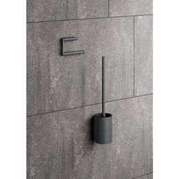 HEWI System 900 WC-B&uuml;rstengarnitur 900.20.00060SC aus Edelstahl, pulverbeschichtet, dunkelgrau, perlglimmer tiefmatt, d= 89mm, 400x108mm