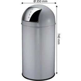 EKO Push-M&uuml;lleimer, Stahl, Volumen 40 l, Hx&Oslash; 740 x 350 mm, eisengrau
