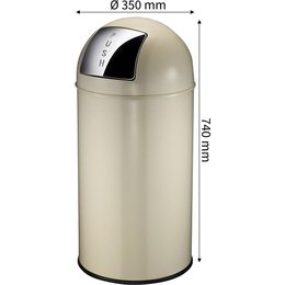 EKO Push-M&uuml;lleimer, Stahl, Volumen 40 l, Hx&Oslash; 740 x 350 mm, hellelfenbein