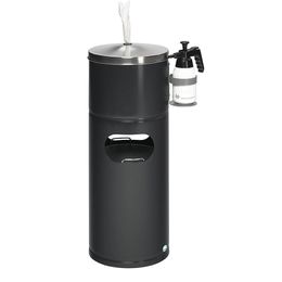 Var Reinigungsstation, mit Papierspender und Flaschenhalter, Stahlblech, schwarzgrau